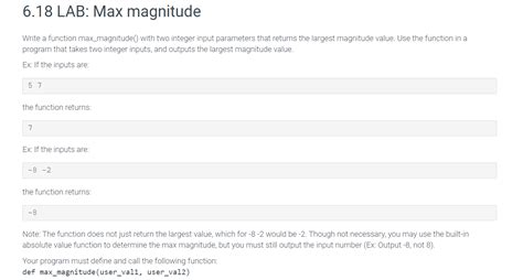 Solved 618 Lab Max Magnitude Write A Function