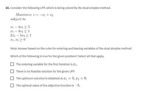 Solved Consider The Following LPP Which Is Being Solved By Chegg Com
