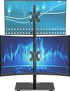 Wali Dual Monitor Stand Vertical Stack Free Standing Monitor Desk Mount Fits 2 Computer