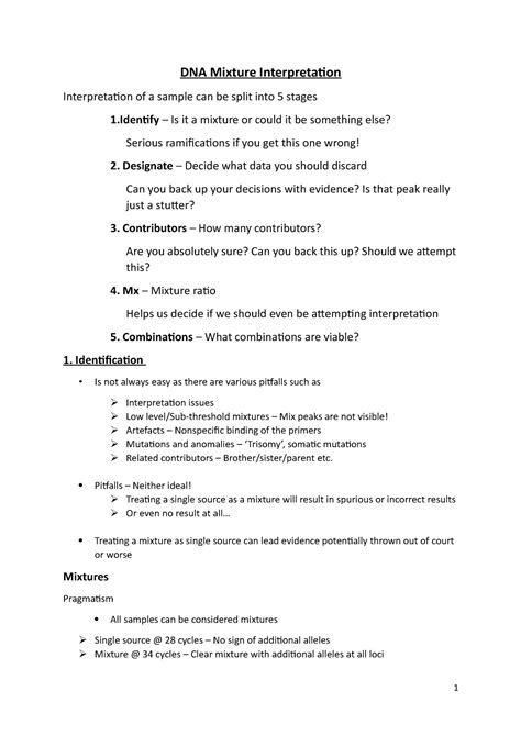 Dna Mixture Interpretation And Evaluation Dna Mixture Interpretation Interpretation Of A Sample