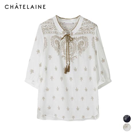 포스티 페이즐리 자수 소재의 보헤미안 블라우스 Hcambl216