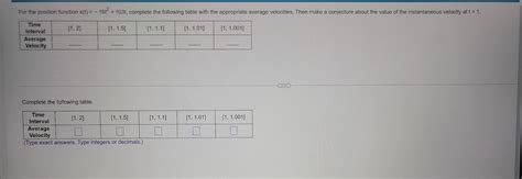 Solved For The Position Function S T 1612 103t