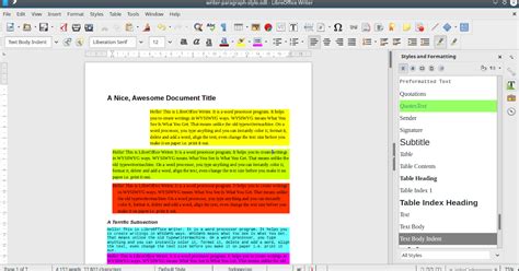 LibreOffice Writer Using Paragraph Styles