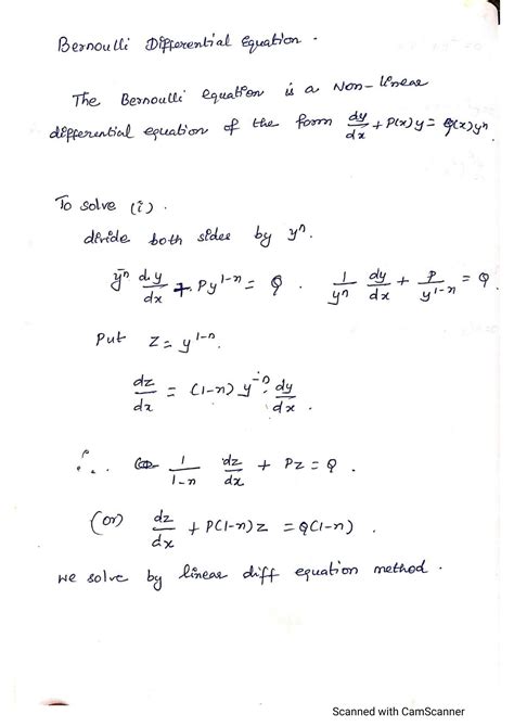SOLUTION Bernoulli Partial Differential Equation Studypool