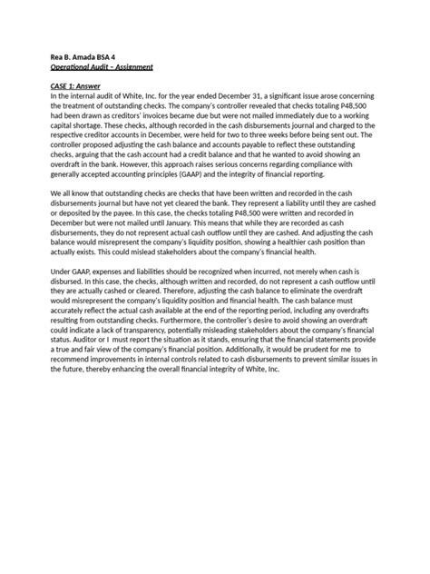 Audit In Cis Assignment Pdf Cash Banks