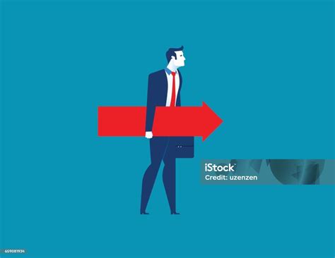 빨간 화살표를 들고 사업가 컨셉 비즈니스 일러스트레이션 벡터 개념과 주제에 대한 스톡 벡터 아트 및 기타 이미지 개념과 주제 경영자 금융 Istock