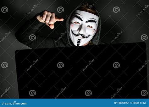 Hacker With Anonymous Mask Editorial Photo Image Of Firewall 126395821