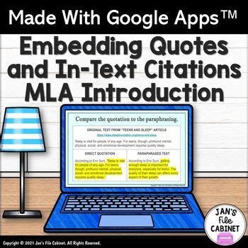 MLA Embedding Quotations And In Text Citations CITING SOURCES Grades GOOGLE