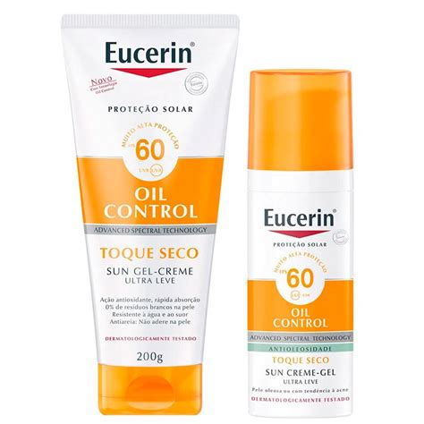 Eucerin Kit Protetor Solar Corporal Toque Seco Fps60 Protetor Solar Gel Creme Oil Control