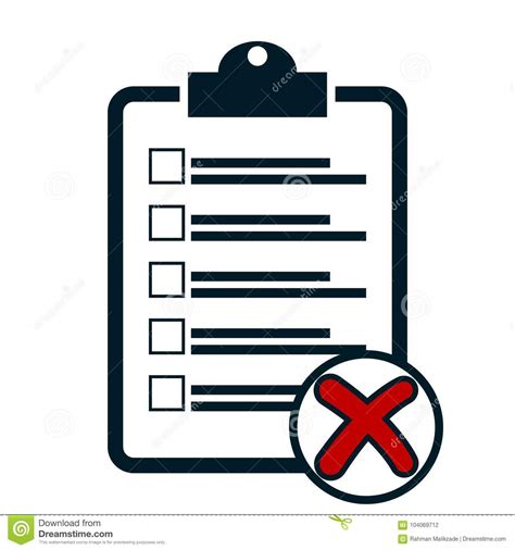 Checklist With Cross Icon Clipboard With Red X Marks Vector