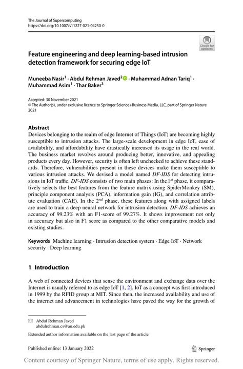 Feature Engineering And Deep Learning Based Intrusion Detection Framework For Securing Edge Iot