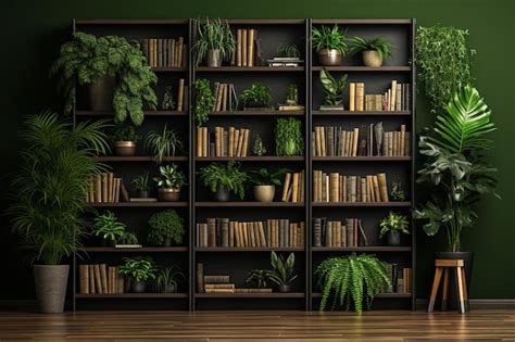 Premium AI Image A Contemporarystyle Bookshelf Adorned With Plants That Serves