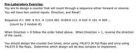 Solved Pre Laboratory Exercise You Are To Design A Counter Chegg Com