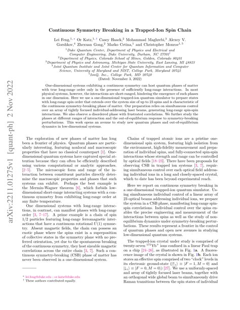 Pdf Continuous Symmetry Breaking In A Trapped Ion Spin Chain