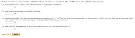 Solved An Object Moves Along One Dimension With A Constant