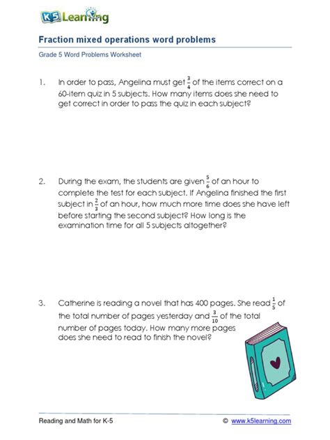 Grade 5 Word Problems Fractions Mixed Operations D Pdf Test Assessment Schools