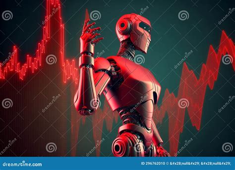Robot Business And Trader Pointing Stock Chart Stock Graph Analysis To