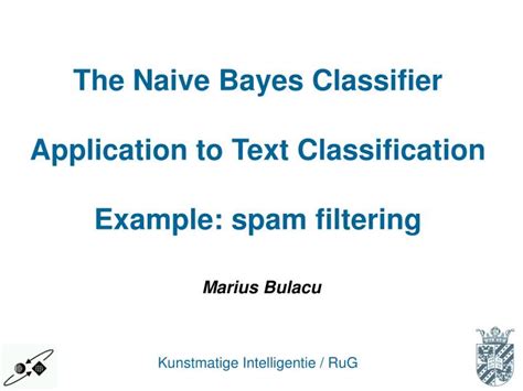 PPT The Naive Bayes Classifier Application To Text Classification Example Spam Filtering