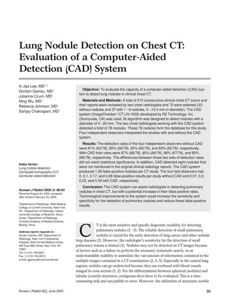 Pdf Lung Nodule Detection On Chest Ct Evaluation Of A Computer Aided Detection Cad System
