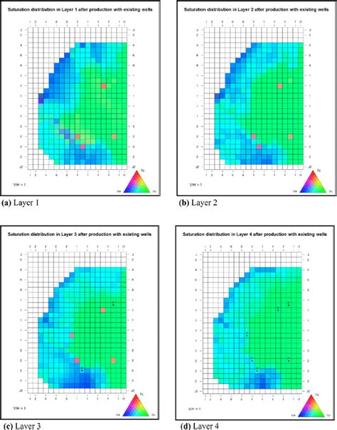 Saturation Distribution Maps For Various Layers Of The Reservoir With