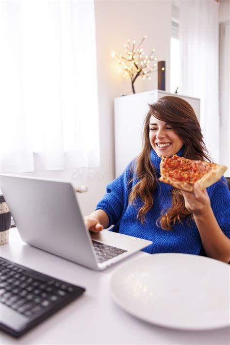 Female Web Developer Taking A Break While Working Remotely From Home Stock Image Image Of
