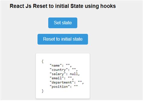 React Js Reset To Initial State Using Hooks