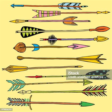 핸드 부족 화살표 소박한 장식 화살표 히피 및 Boho 스타일 벡터 일러스트 레이 션 완벽 한 패턴 디자인에 대 한 화살표가 그려진된 Ethnicpattern 화살표에 대한