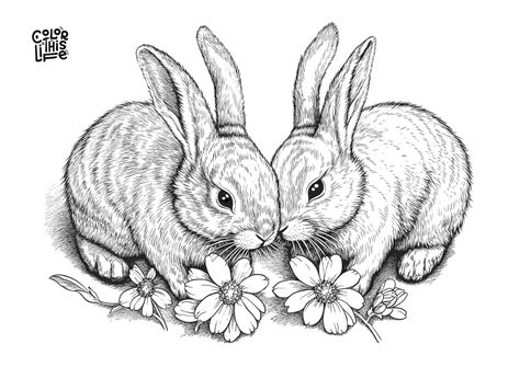 Realistic Bunny Coloring Page
