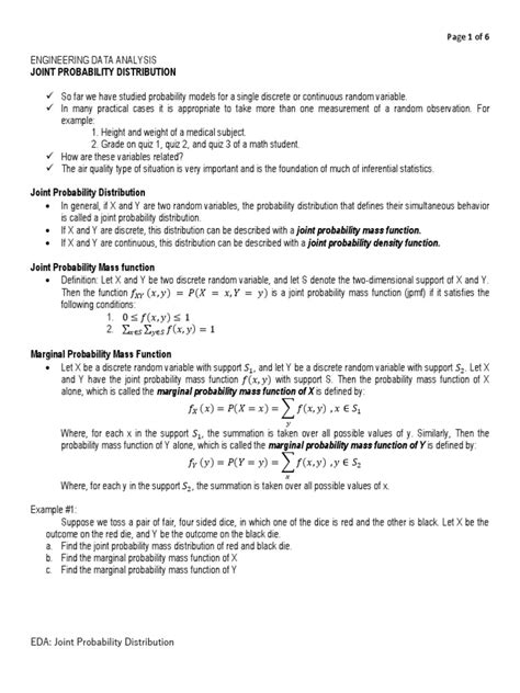 Eda Joint Probability Distribution Pdf Probability Distribution