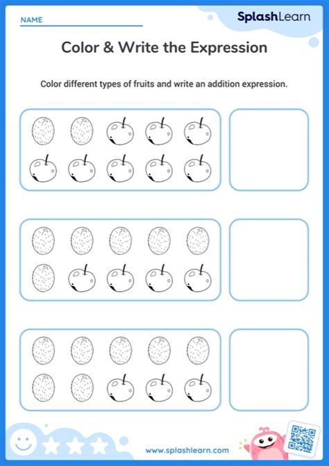 Color Fruits And Add Sum 10 Worksheet