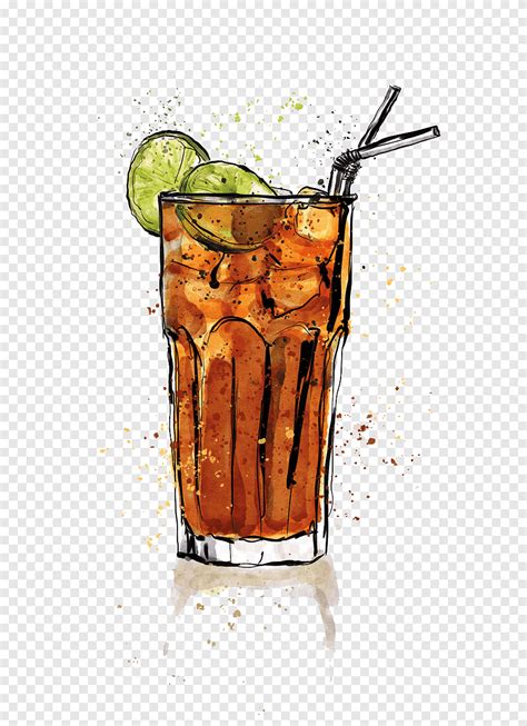 갈색 액체와 레몬 아트 롱 아일랜드 아이스 티 칵테일 무알콜 음료 럼과 콜라 아이스 티와 투명 유리 컵 차 비 알코올 음료 Png Pngegg