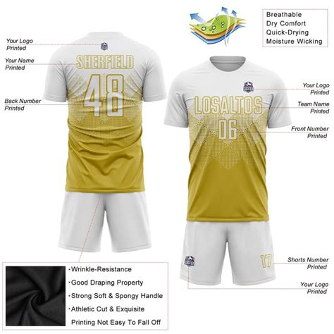Custom Old Gold White Sublimation Soccer Uniform Jersey Trikots