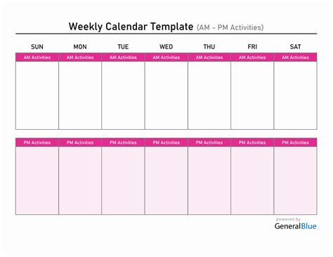 Free Excel Weekly Hourly Planner Templates