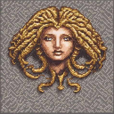 Pixel Art Cross Stitch Pattern Featuring A Womans Face With Curly Hair