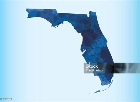 종이 페이지의 페인트 브러시를 사용하여 밝은 배경에 파란색 플로리다 수채화 맵 벡터 그림 0명에 대한 스톡 벡터 아트 및 기타 이미지 0명 개념 개념과 주제 Istock