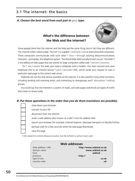 3 1 the internet the basics vocabulary it pdf world wide web