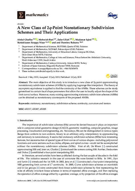 Pdf A New Class Of 2q Point Nonstationary Subdivision Schemes And