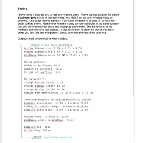 Solved In Java Specifications Call Your Class Box Set
