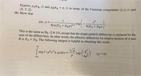 Solved 2 9 Effective Diffusivity For Relative Motion Of Two