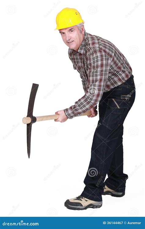 Man With Pick Ax Stock Image Image Of Person Shaft 36144467