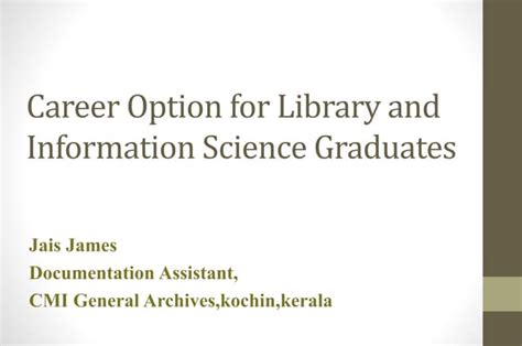 Career Option For Library And Information Science Pptx
