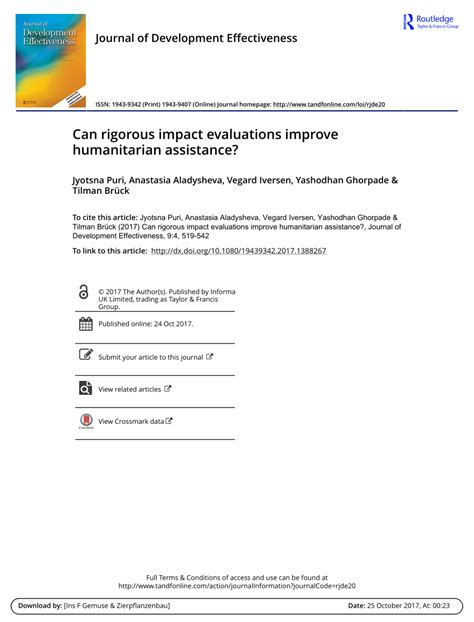 Pdf Can Rigorous Impact Evaluations Improve Humanitarian Assistance