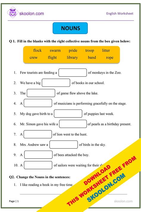 Class 3 English Grammar Worksheets With Answers Pdf