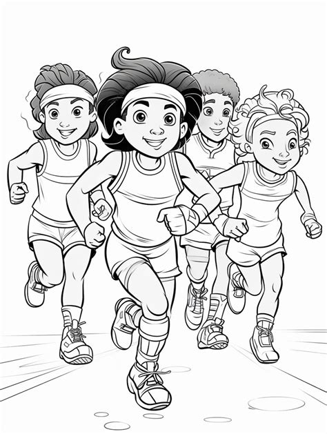 Premium Photo A Cartoon Drawing Of A Group Of Young Girls Running