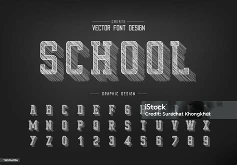 분필 그림자 글꼴 및 알파벳 벡터 연필 스케치 서체 및 숫자 디자인 검은색에 대한 스톡 벡터 아트 및 기타 이미지 검은색 교육 그리기 Istock