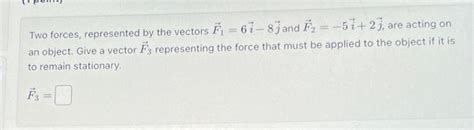Solved Two Forces Represented By The Vectors F1 6i−8j And