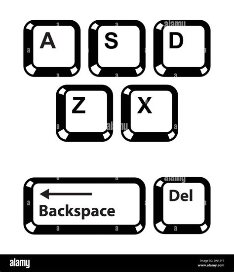 Keyboard Keys Buttons Icons Set Letters Backspace Delete Stock