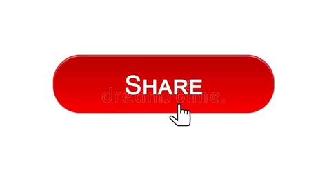 Share Web Interface Button Clicked With Mouse Cursor Red Color Social
