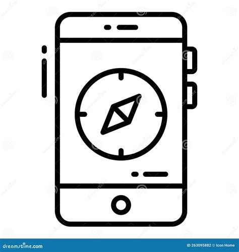 Mobile Compass Icon Related Map Location And Navigation Line Icon Traffic And Travel Vector
