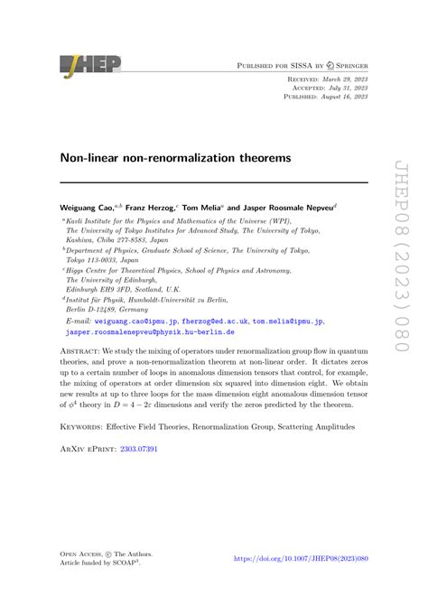 Pdf Non Linear Non Renormalization Theorems
